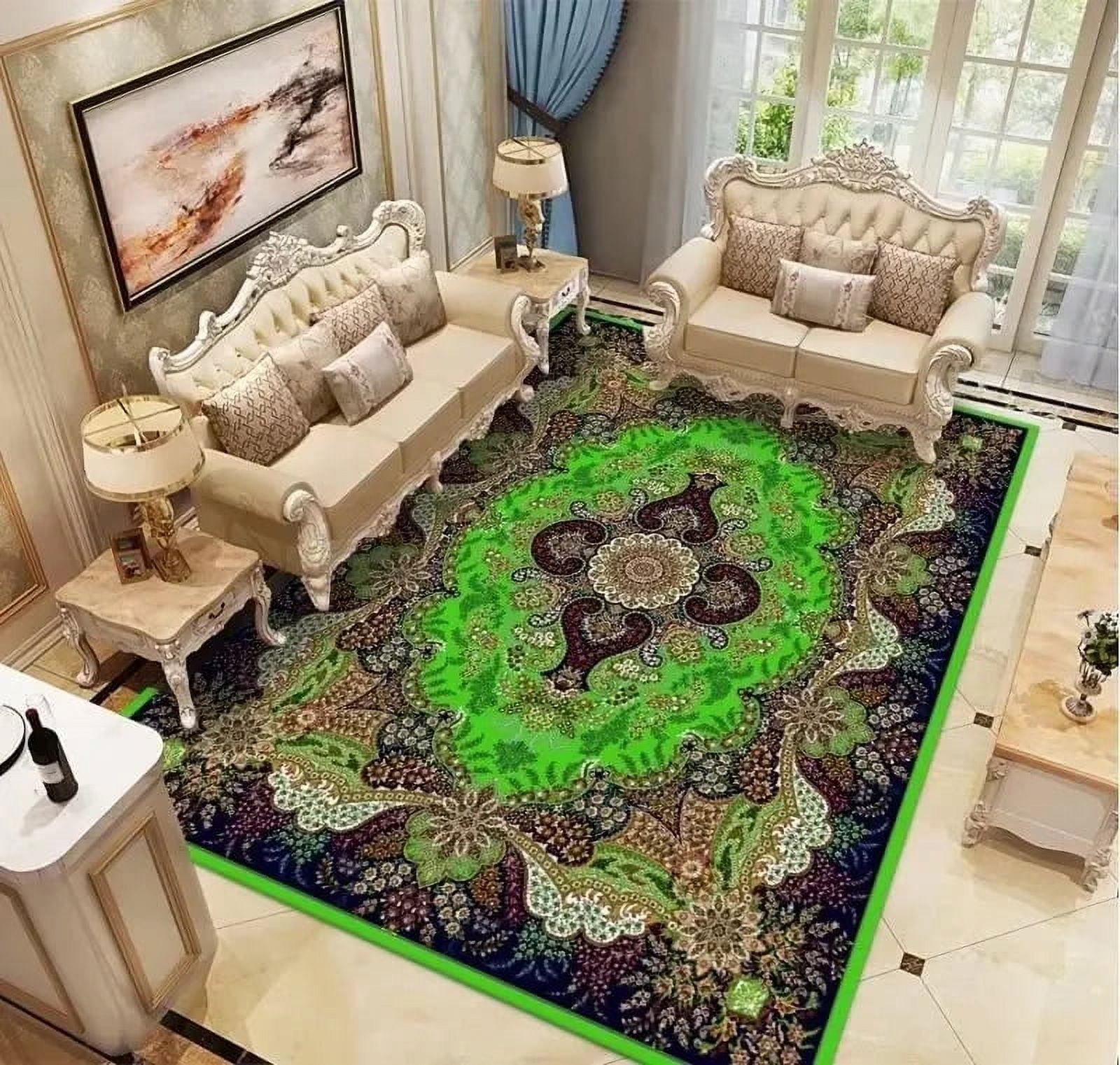 Luxury Persian Retro Carpets for Living Room Green ration Large Area ...