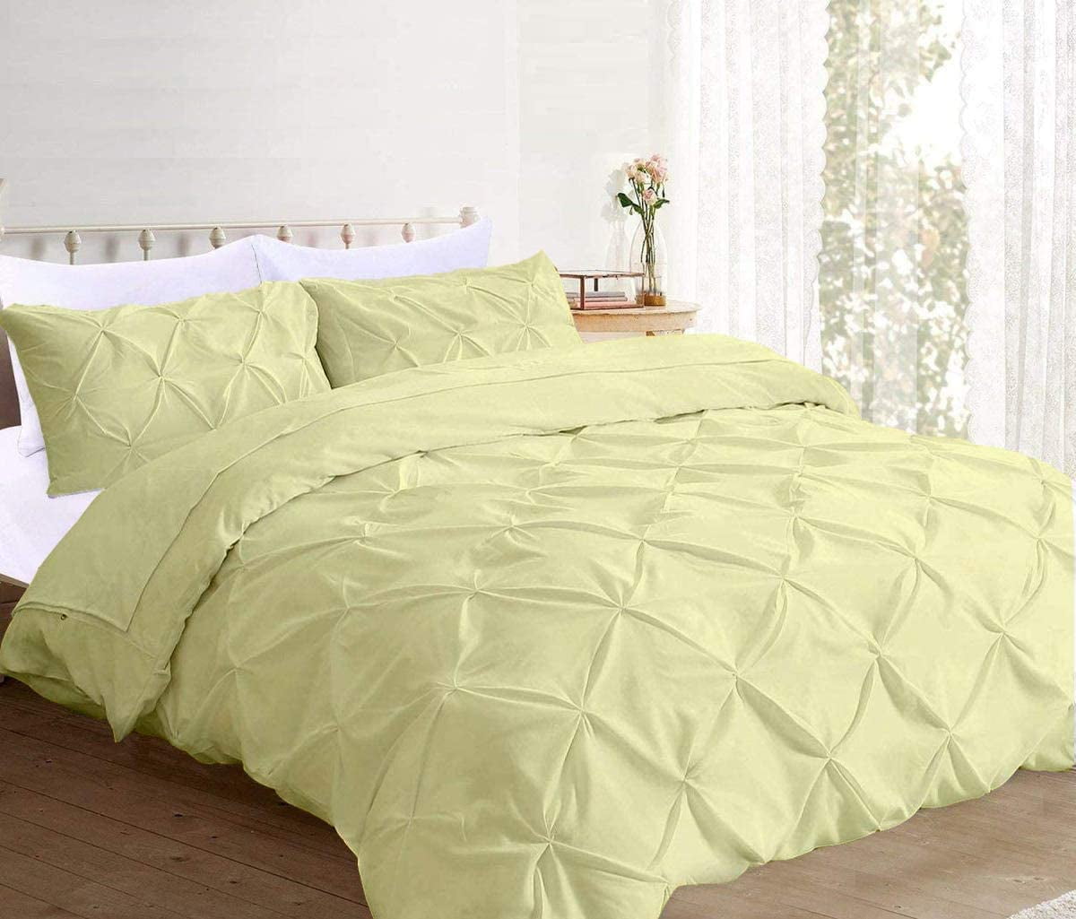 Luxury Pinch Duvet Cover with Zipper Closure 3 Piece Set – Soft Pleated ...