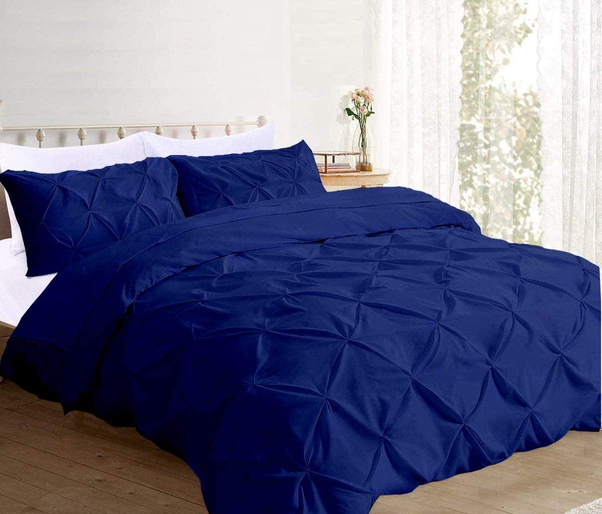 Luxury Pinch Duvet Cover with Zipper Closure 5 Piece Set – Soft Pleated ...