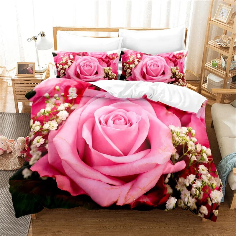 Luxury Pink Rose Bedding Set Lovers Duvet Cover Girl，kid‘s Duvet Cover ...