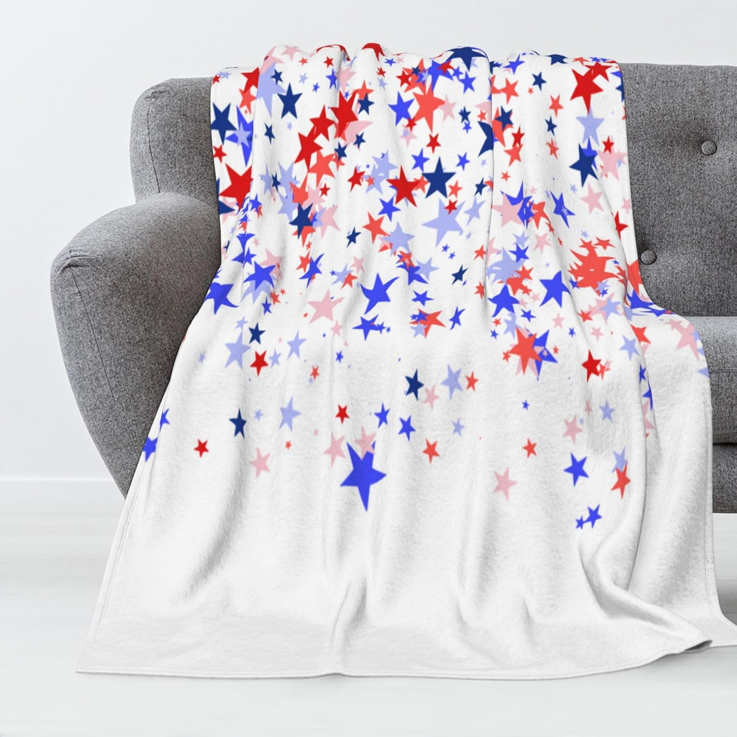 Luxury Plush 4th of July Patriotic Blanket Colorful Stars Independence ...