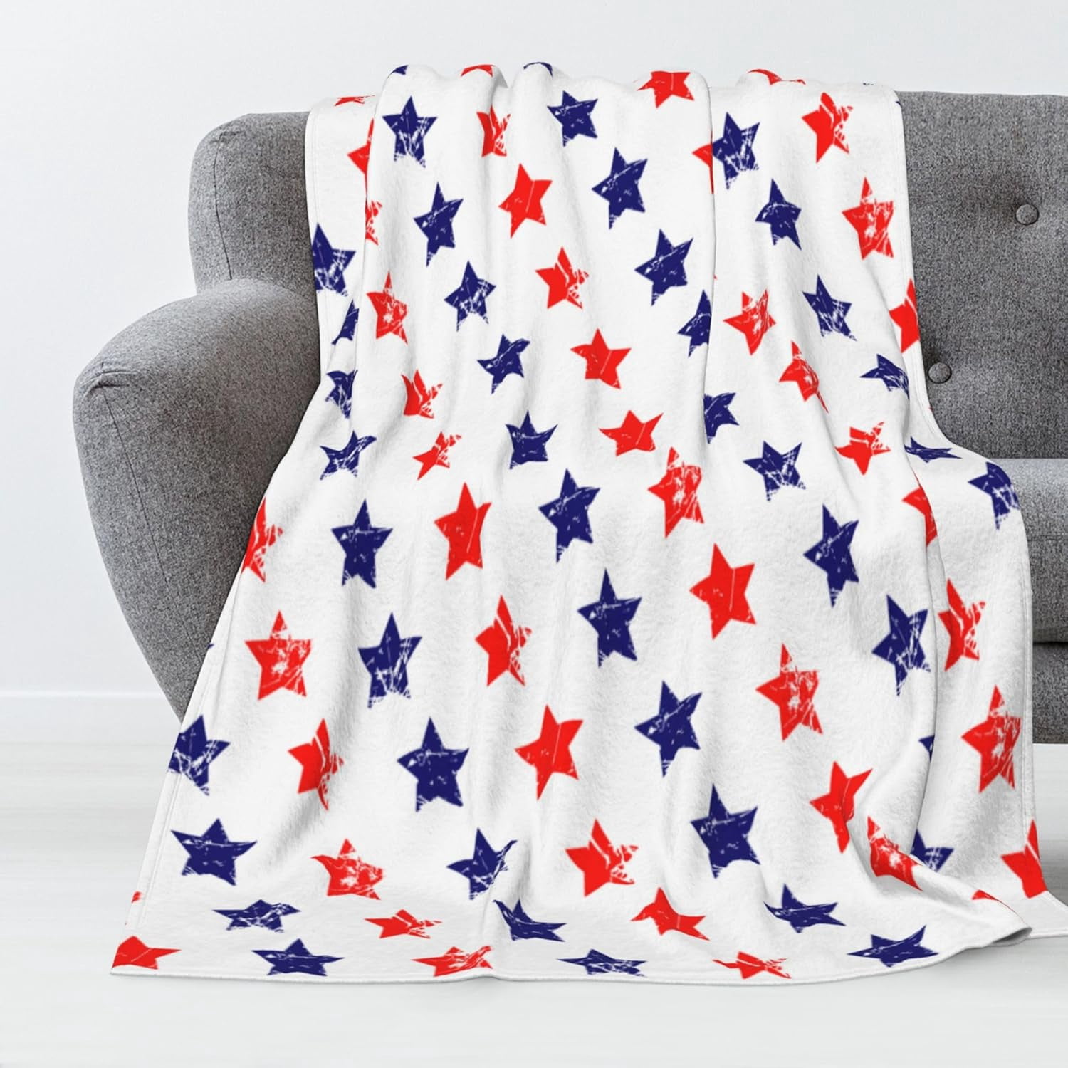 Luxury Plush 4th of July Patriotic Blanket Stars Gnome Truck ...