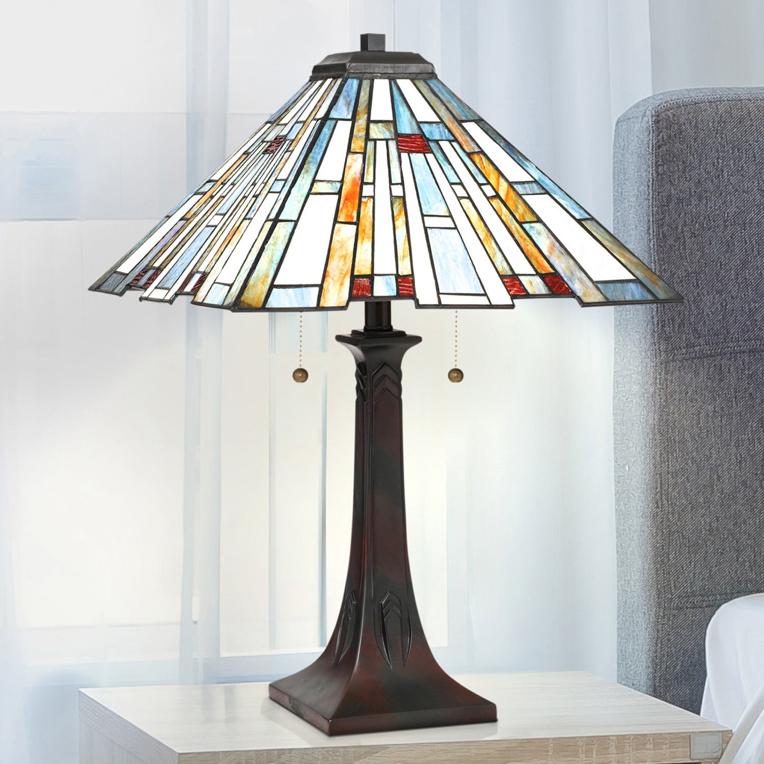 Luxury Posh Tiffany Table Lamp, Large Size: 24.75''H x 16''W, with Glam ...