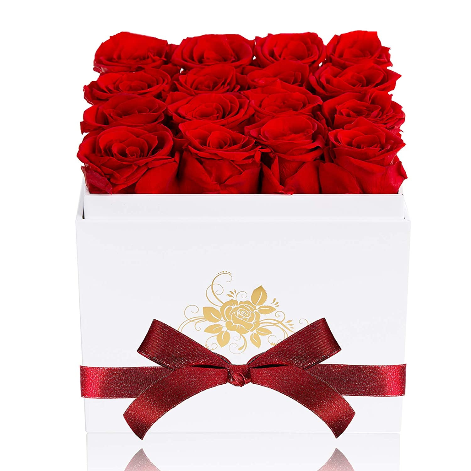 Luxury Preserved Roses In A Box, Red Real Roses Romantic Gifts For Her ...