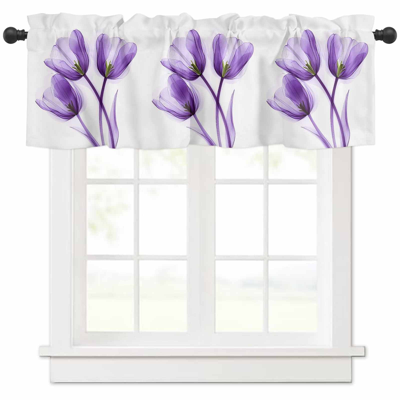 Luxury Purple Tulip Valances for Windows Farmhouse Kitchen Curtains ...