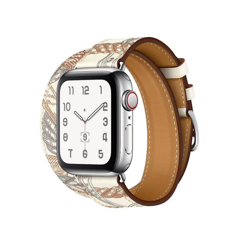 Luxury Real Leather Double Loop Bracelet Belt for Apple Watch Band 41mm ...