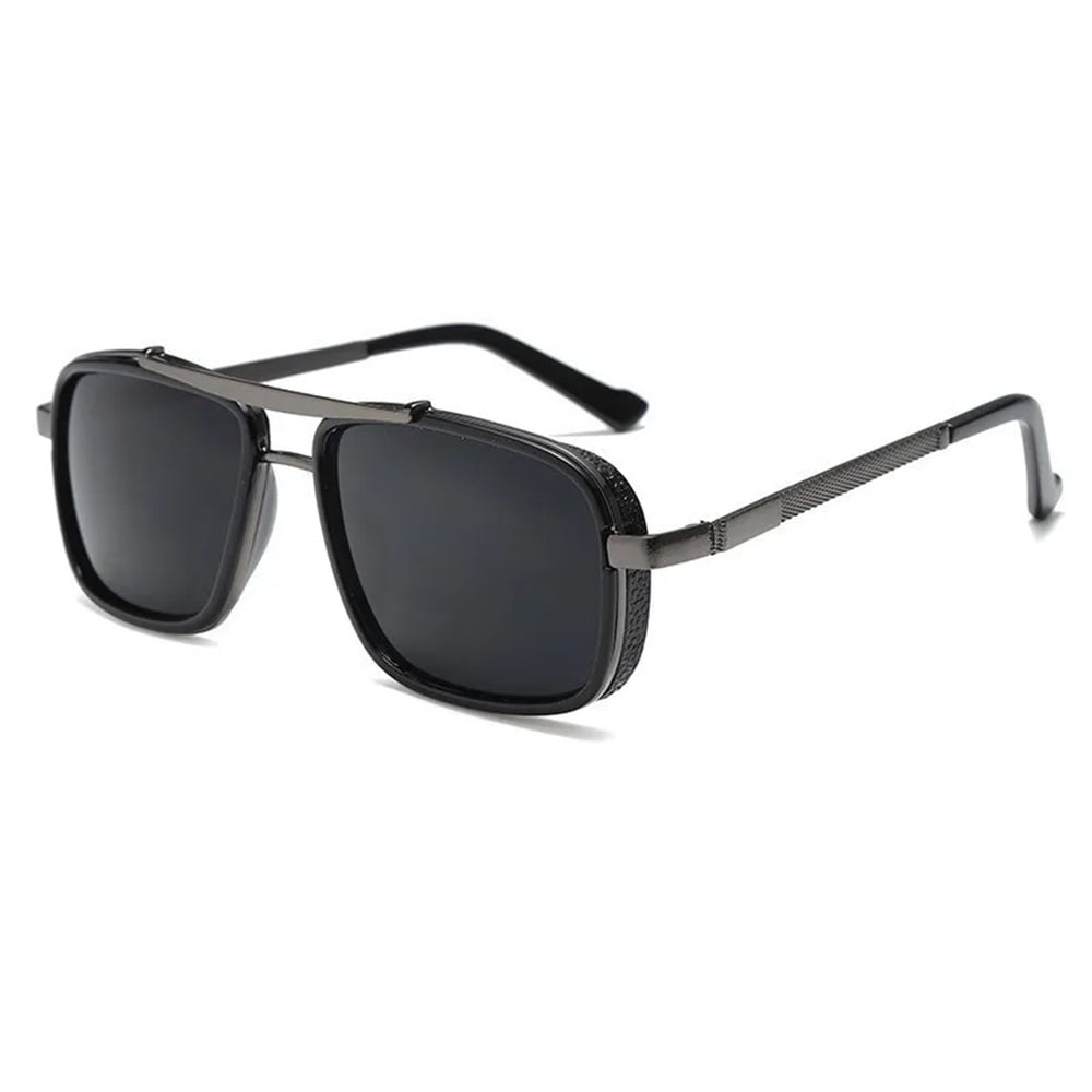Luxury Rectangle Men's Sunglasses Retro Metal Steam Punk Sun Glasses ...