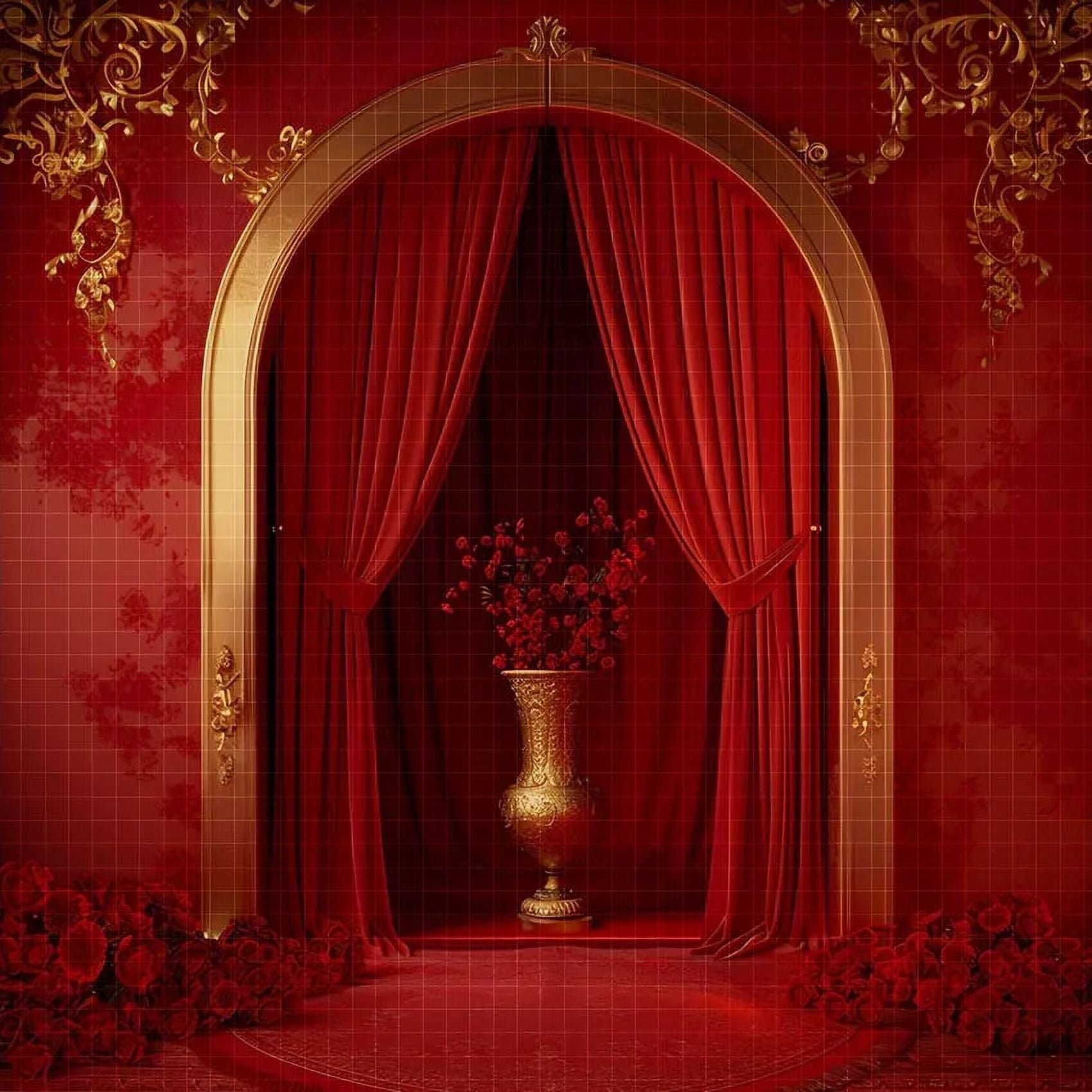 Luxury Red Arch Flower Adult Birthday Wedding Maternity Art Portrait r ...