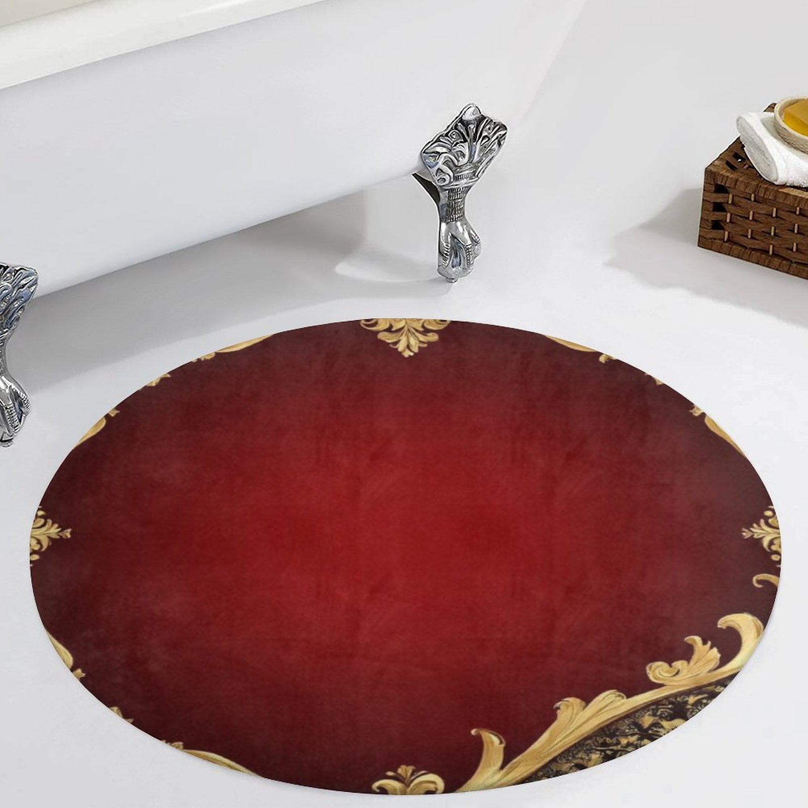 Luxury Red Gold Abstract Pattern-2 Round Area Carpets Living Room Room ...