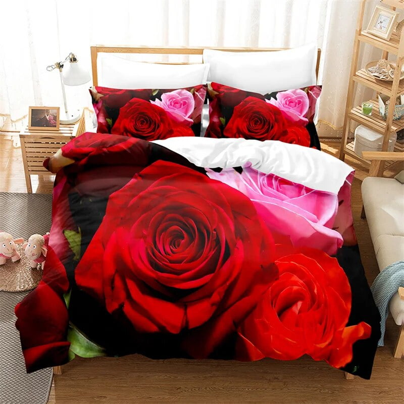 Luxury Red Rose Bedding Set High Grade Duvet Cover Sexy King Quilt