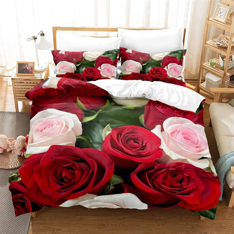 Luxury Red Rose Bedding Set High Grade Duvet Cover Sexy King Quilt