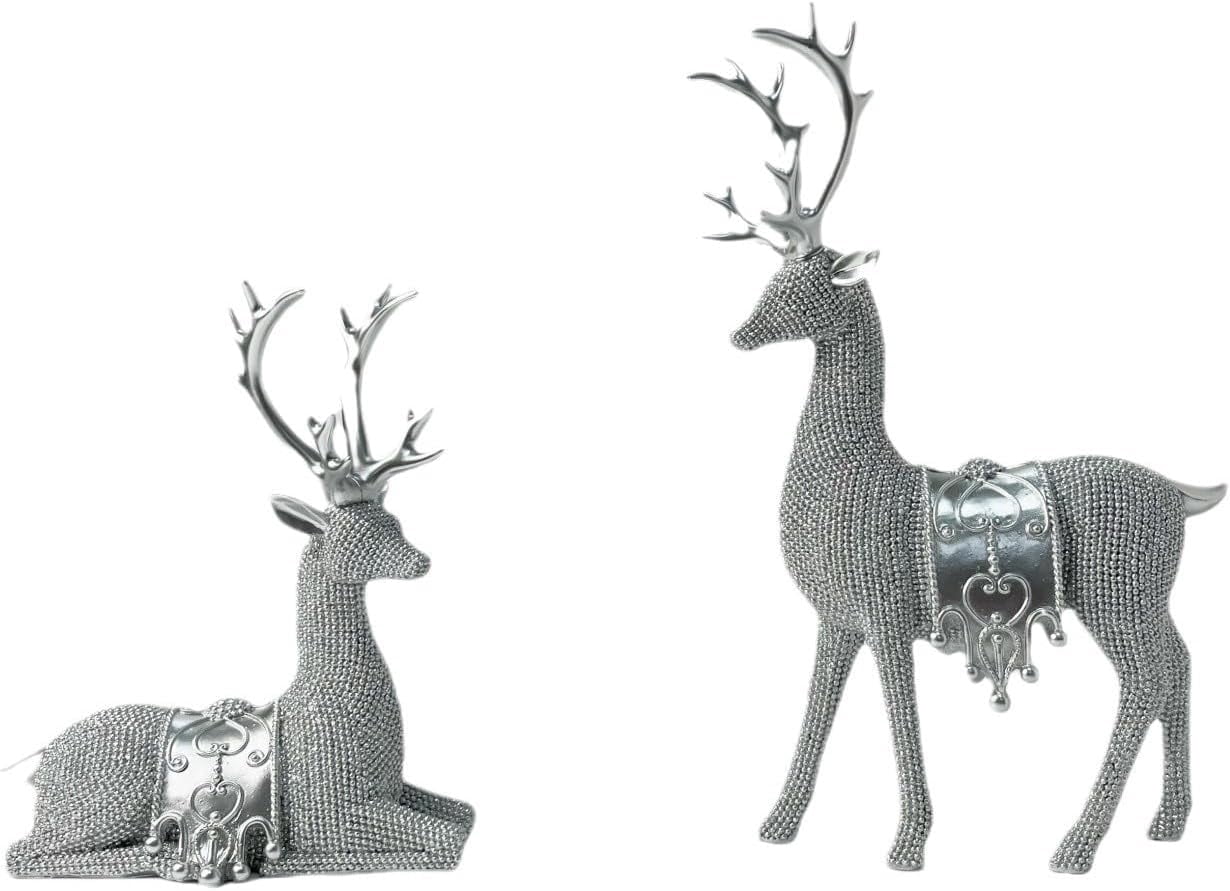 Luxury Resin Deer Statue with Gold & Silver Metallic Finish - Modern ...
