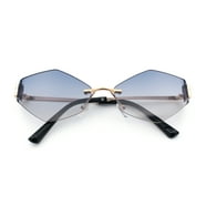 Funky Spider Web Octagon Rimless Gothic Halloween Party Sunglasses Gold ...