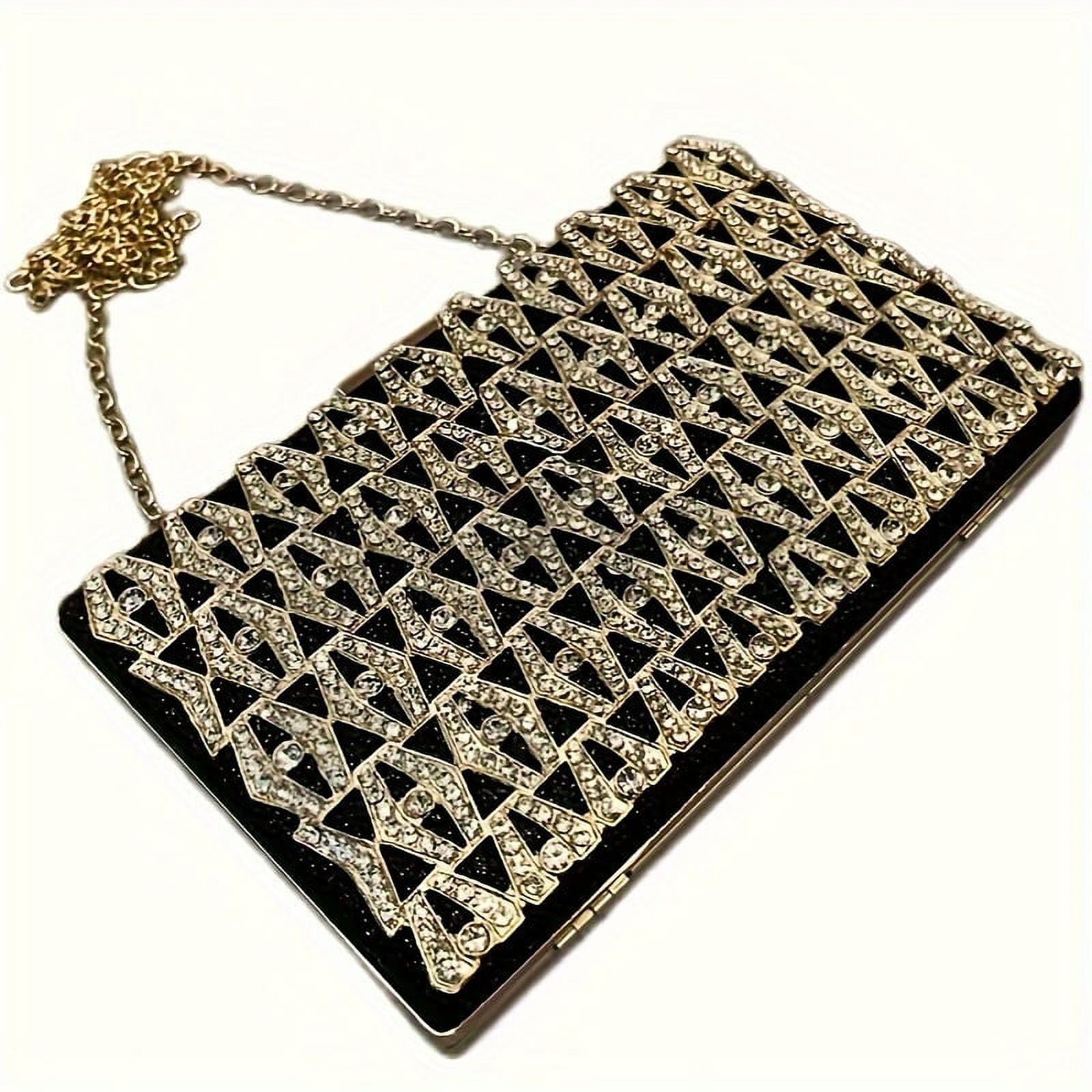 Luxury Rhinestone Evening Bag, Elegant Box Clutch Purse, Women's Dress ...