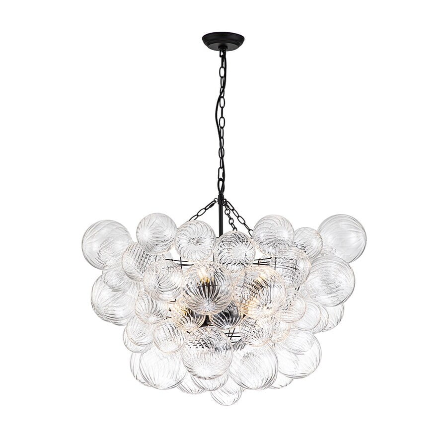 Luxury Ribbed Glass Globe Cluster Bubble Chandelier - Brass, Nickel ...