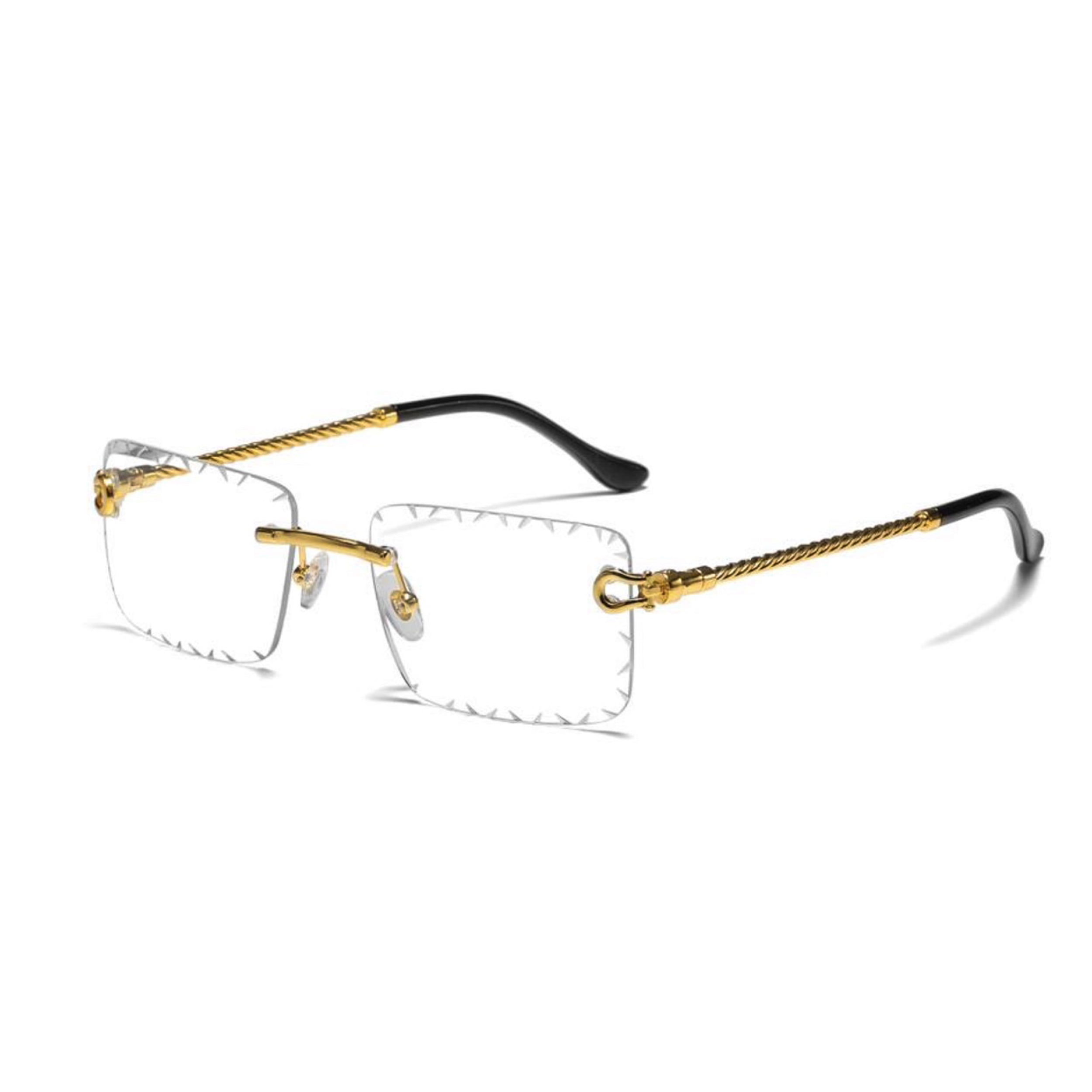 Luxury Rimless Gold Braided Rope Wire Frame Square Unisex Retro 90's ...