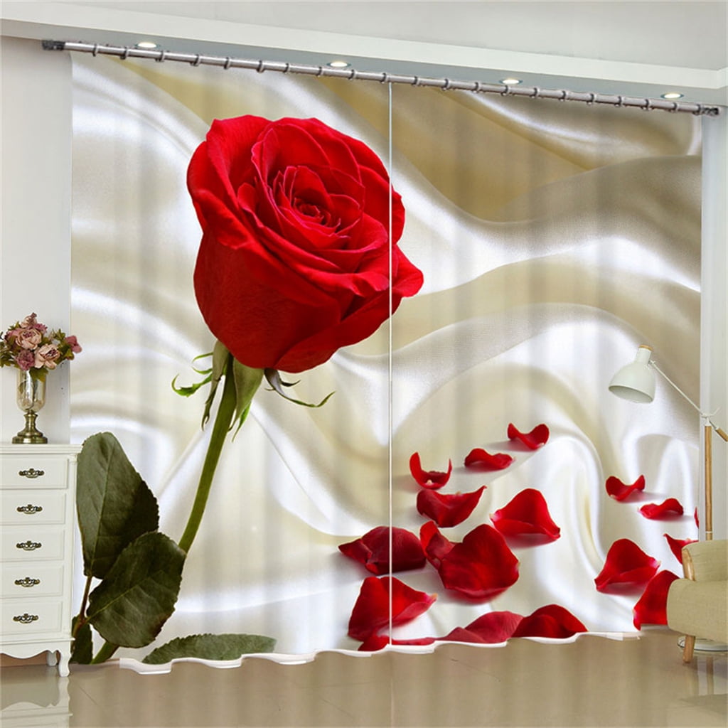 Luxury Romantic Red Rose Flower Lady On Sale Window Curtains Drapes for ...