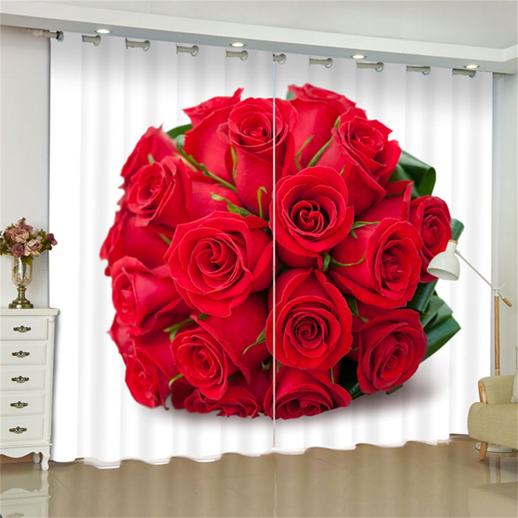 Luxury Romantic Red Rose Flower Lady On Sale Window Curtains Drapes for ...