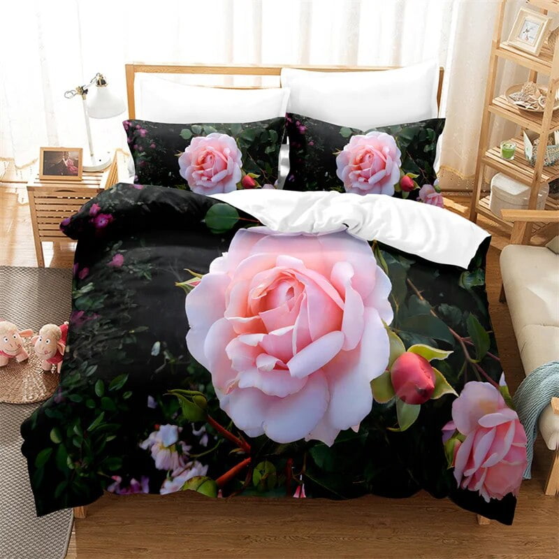 Luxury Rose Bedding Set High-grade Duvet Cover Girls King Quilt Cover ...