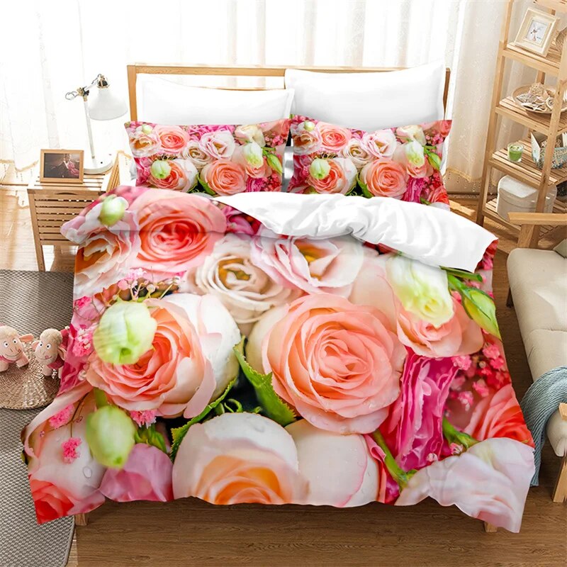 Luxury Rose Bedding Set High Grade Duvet Cover Lovers King Quilt Cover