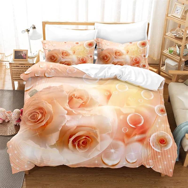 Luxury Rose Bedding Set Lovely Kid's Duvet Cover Boys Quilt Cover Girls ...