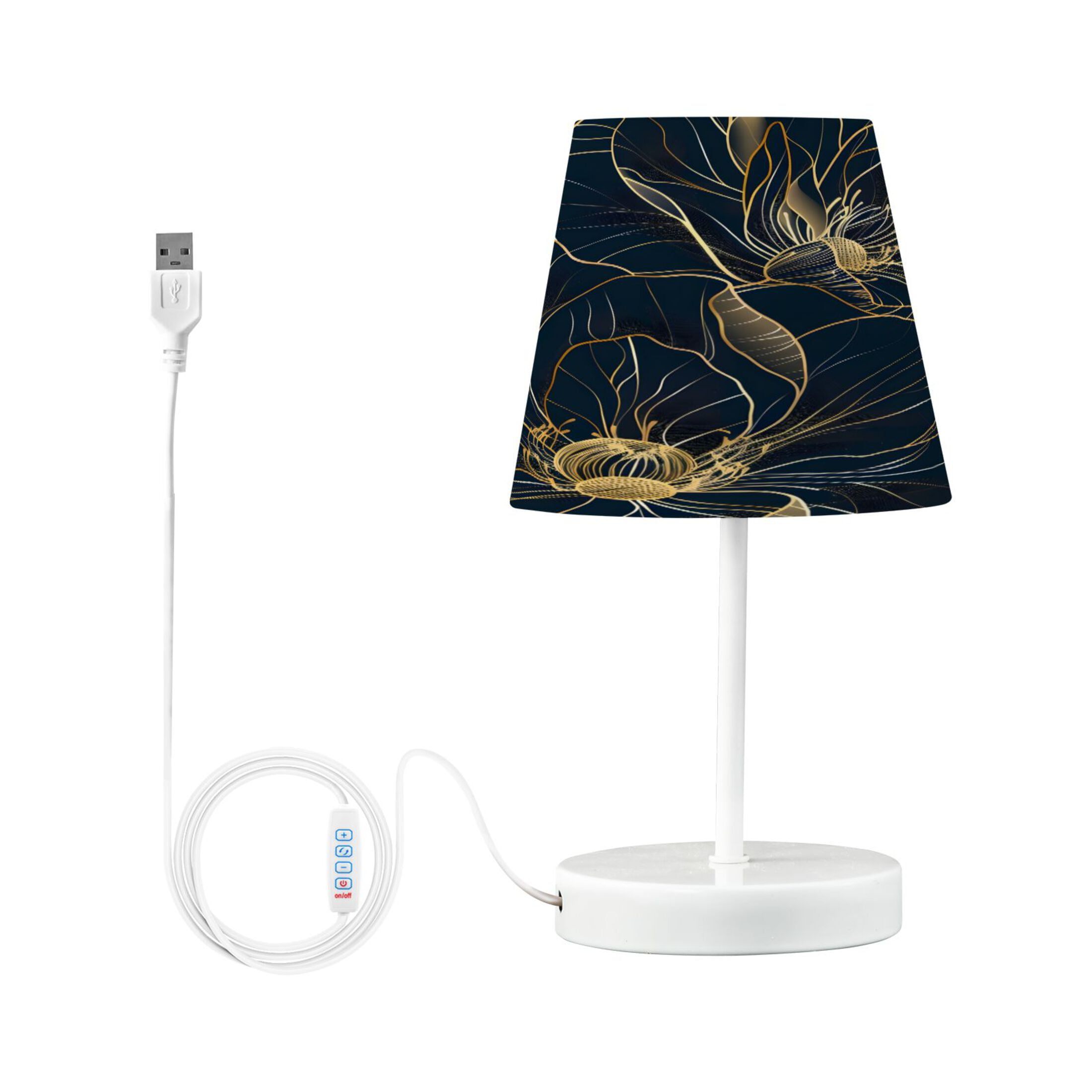Luxury Rose Flower Outline Desk Lamp LED Table Nightstand Lamps with 3 ...