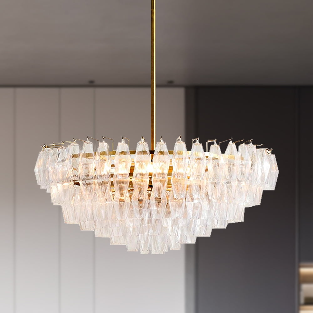 Luxury Round Crystal 29 Inch Chandelier, Unique Elegant Ceiling Mounted Light, Unique Elegant ...