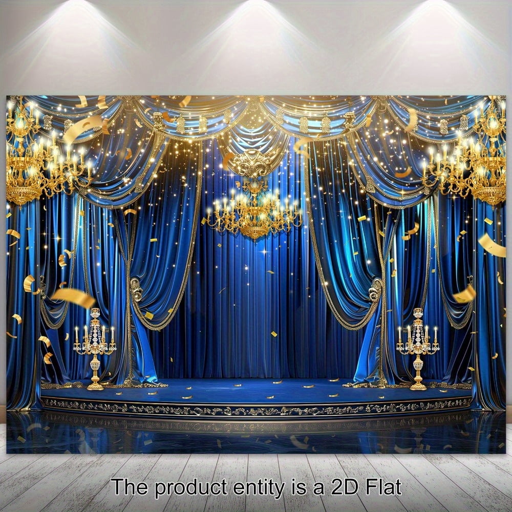 Luxury Royal Blue Baby Shower Backdrop Elegant Deep Blue Curtain ...