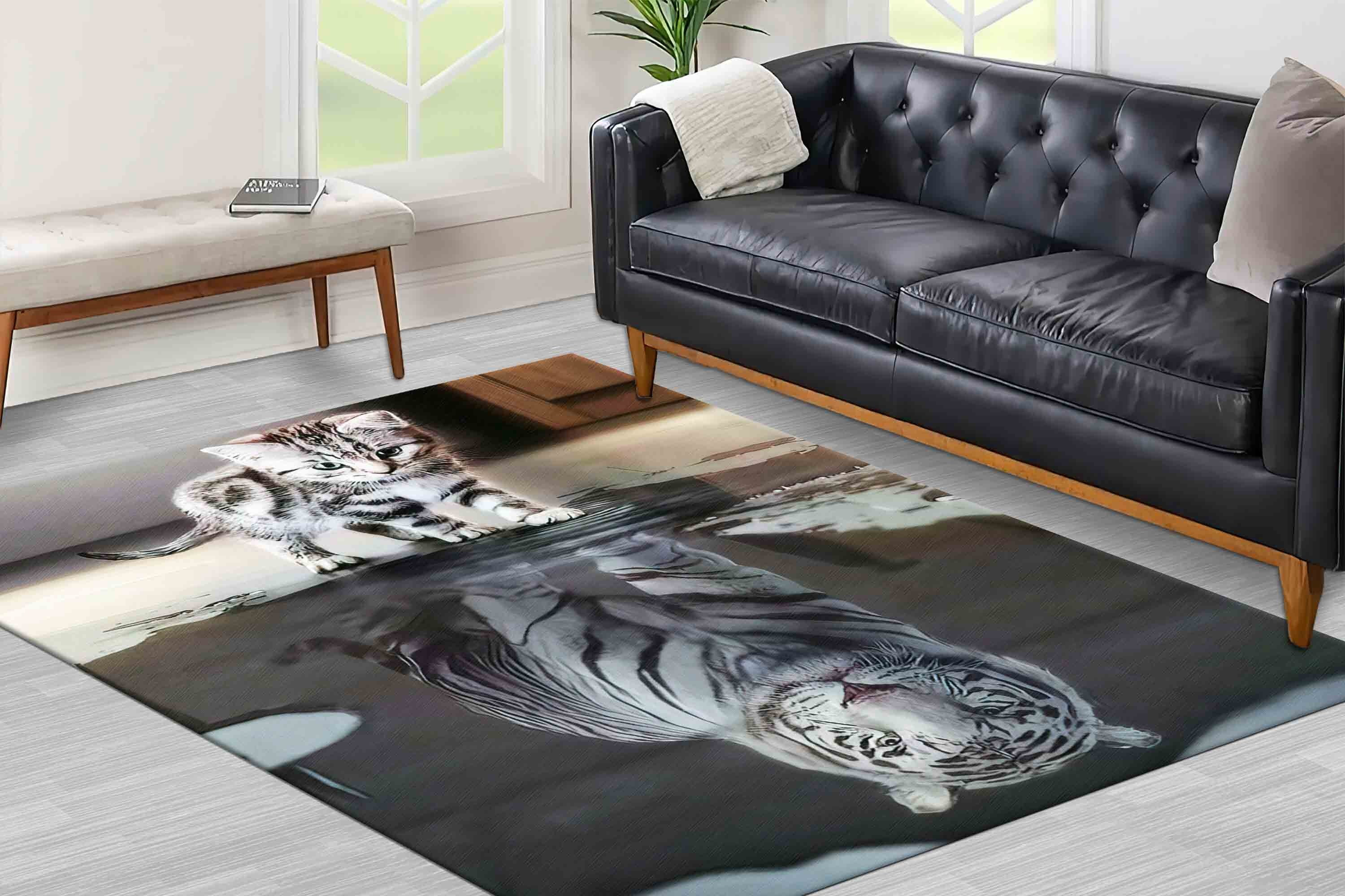 Luxury Rugs, Animal Rugs, Tiger Reflection Cat Rug, Motivation Rug ...