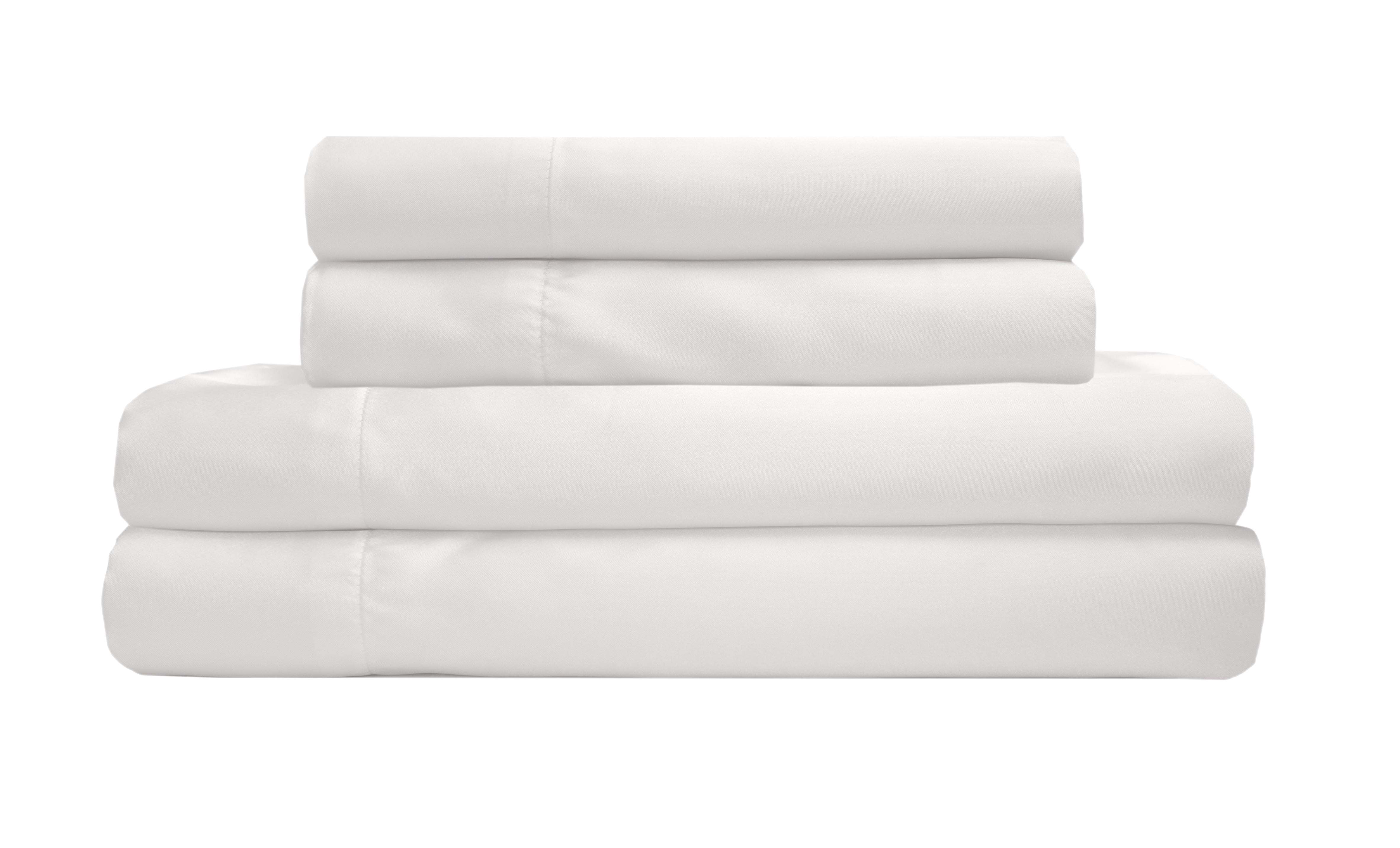 Luxury Satin 100 Percent Polyester Solid Sheet Set, King, White ...