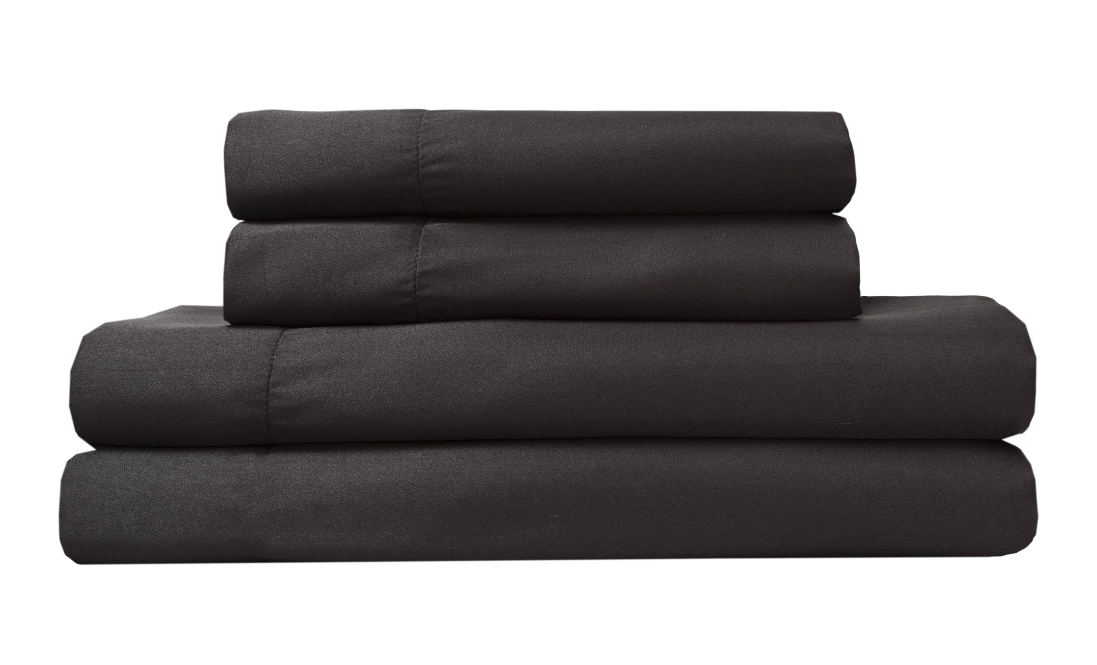 Luxury Satin 100 Percent Polyester Solid Sheet Set, Queen, Black ...