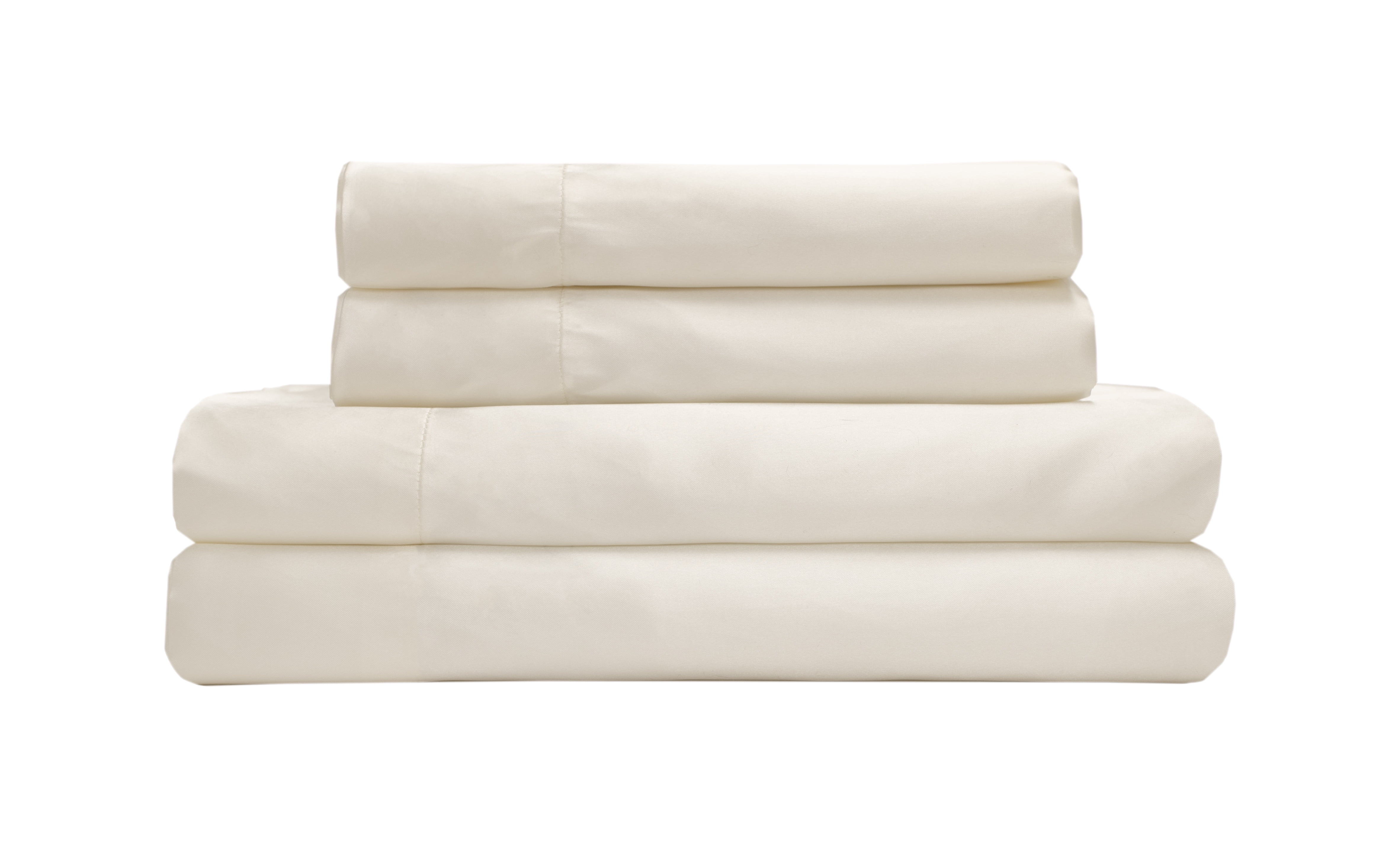Luxury Satin 100 Percent Polyester Solid Sheet Set, Queen, Ivory ...
