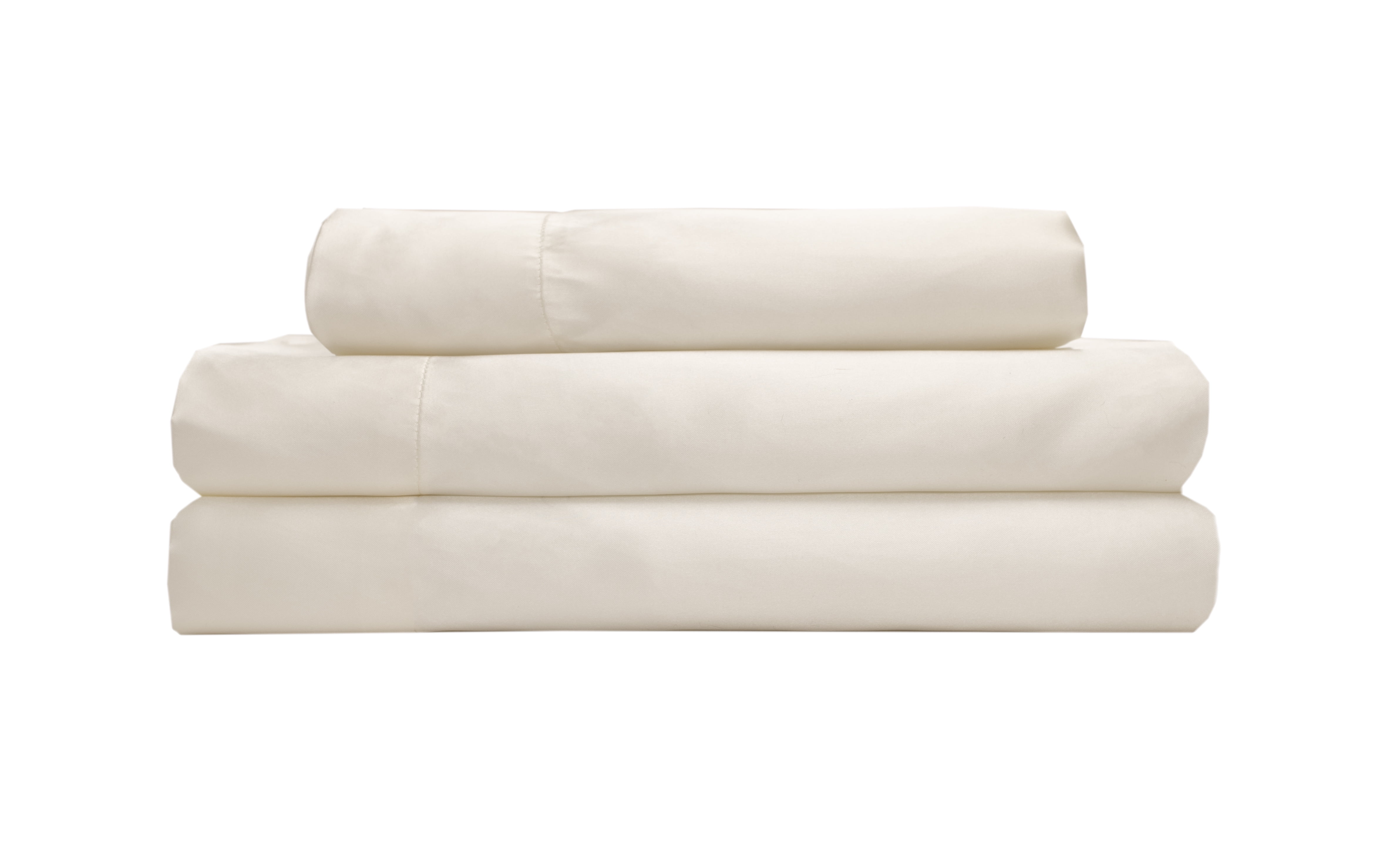 Luxury Satin 100 Percent Polyester Solid Sheet Set, Twin, Ivory ...