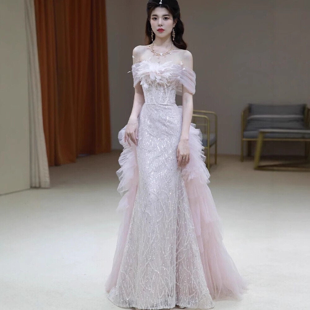 Luxury Sexy Womens One Shoulder Evening Dress Host Dress Engagement ...