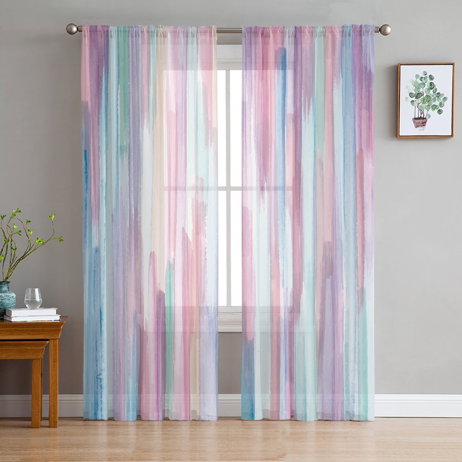 Luxury Sheer Curtains Color Ripple Bright Kitchen Bedroom Living Room ...