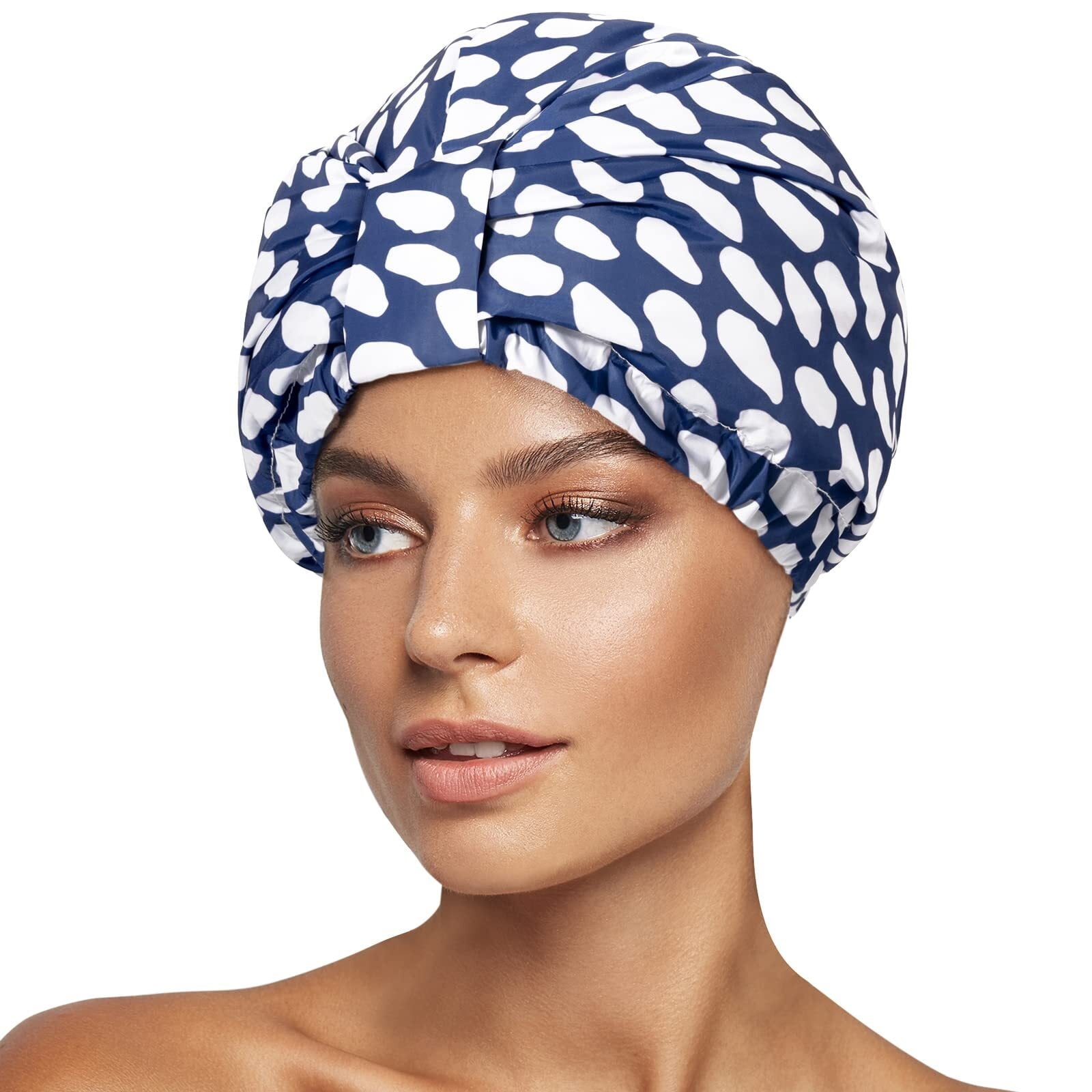 Luxury Shower Cap for Women Reusable Waterproof, Double Layered Shower ...