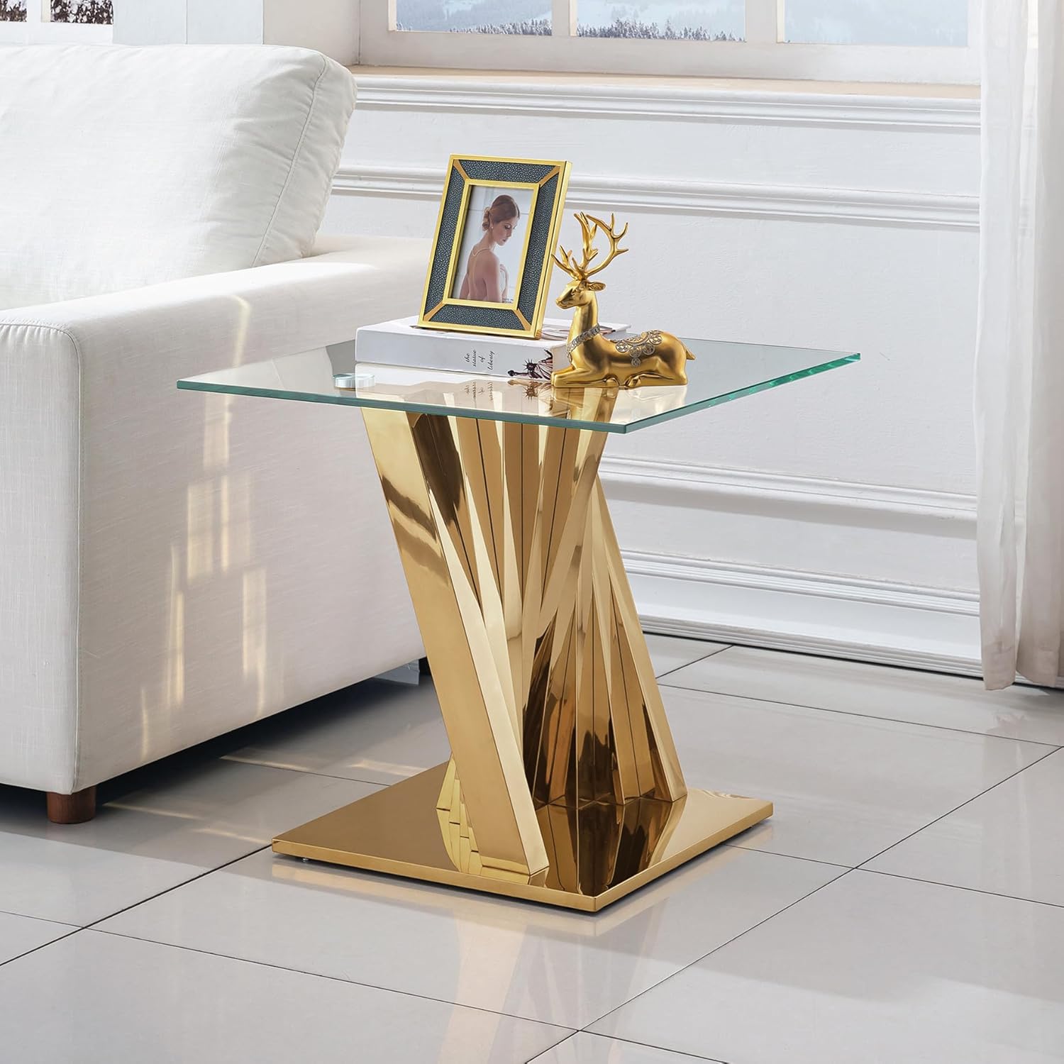 Luxury Silver Glass Console Table Modern 55" Slim Entryway Table with ...