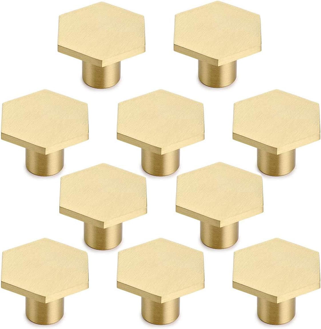 Luxury Solid Brass Gold Hexagon Cabinet Knobs, Brushed Surface Antioxidant Treatment, Minimalist ...