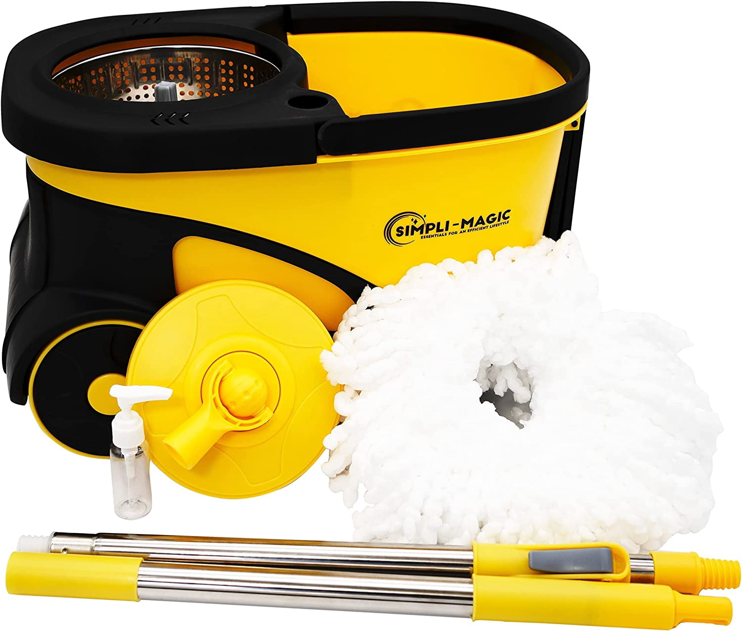 Luxury Stainless Steel Rotary Mop System, with replaceable microfiber ...