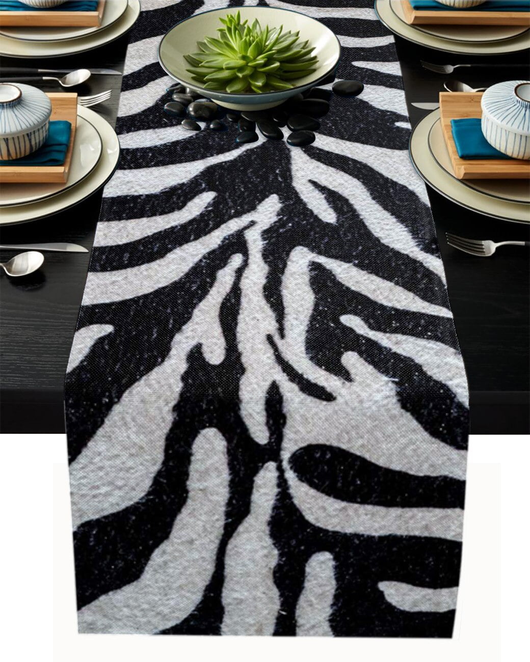 Luxury Table Runner Animal Texture Zebra Birthday Party Hotel Dining ...