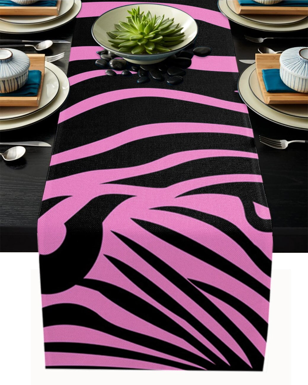 Luxury Table Runner Animal Texture Zebra Birthday Party Hotel Dining ...