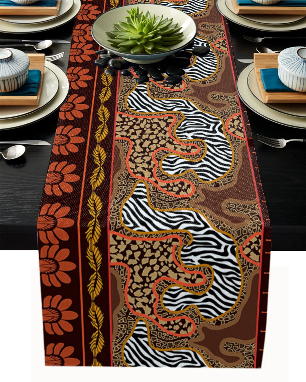 Luxury Table Runner Animal Texture Zebra Birthday Party Hotel Dining ...