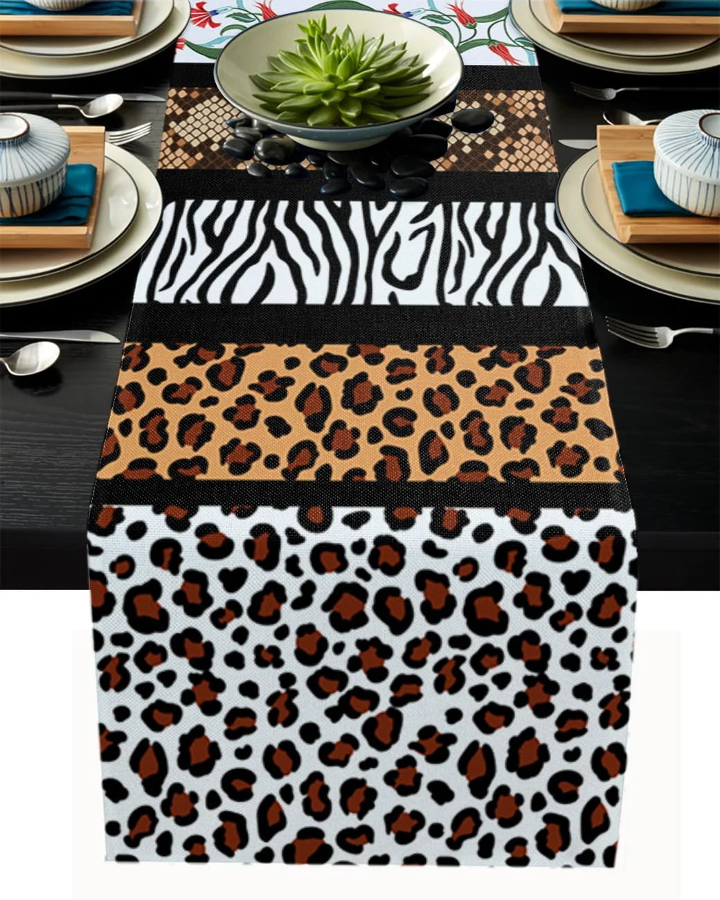 Luxury Table Runner Animal Texture Zebra Birthday Party Hotel Dining ...