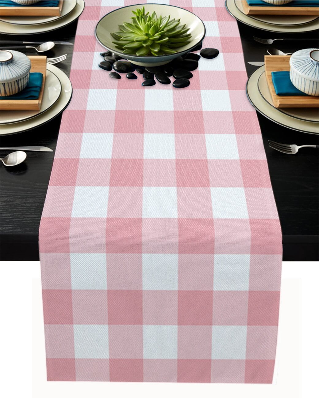 Luxury Table Runner Pink Plaid Love Birthday Party Hotel Dining Table ...