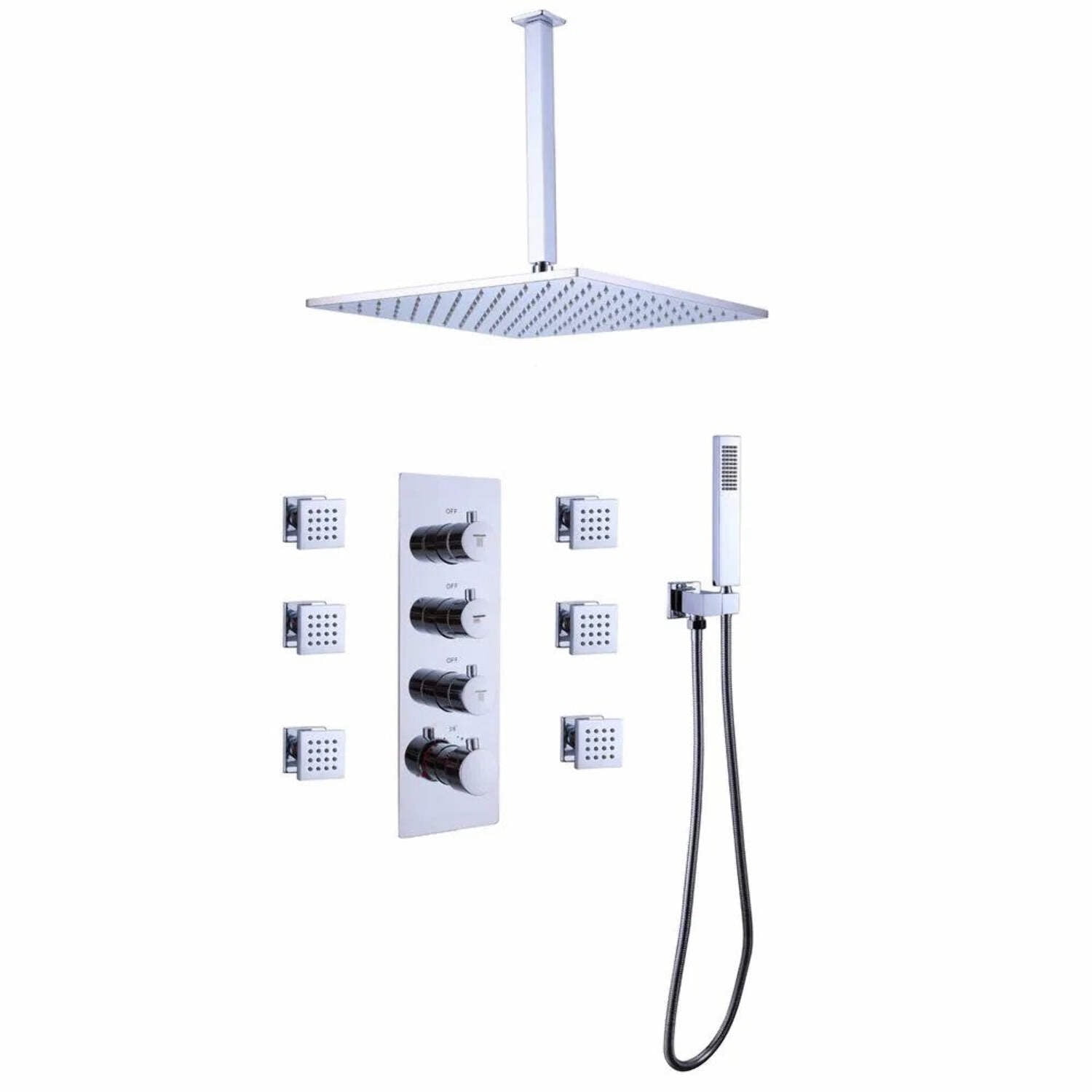Luxury Thermostatic Mixer Shower System Rainfall With Set Shower Head ...