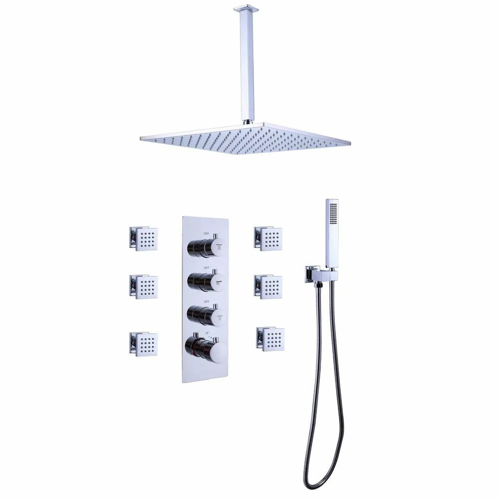 Luxury Thermostatic Mixer Shower System Rainfall with Set Shower Head ...