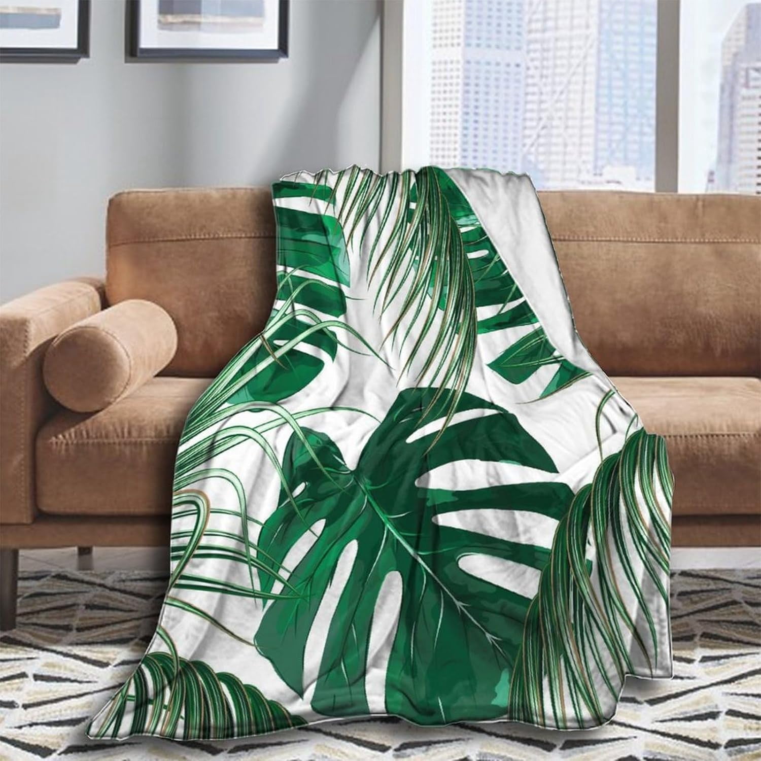 Luxury Throw Blanket All Season Throw Blanket Fashion Green Leaf ...