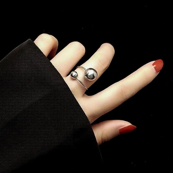 Luxury Titanium Steel Ring for Women, Open Mouth Geometric Design ...