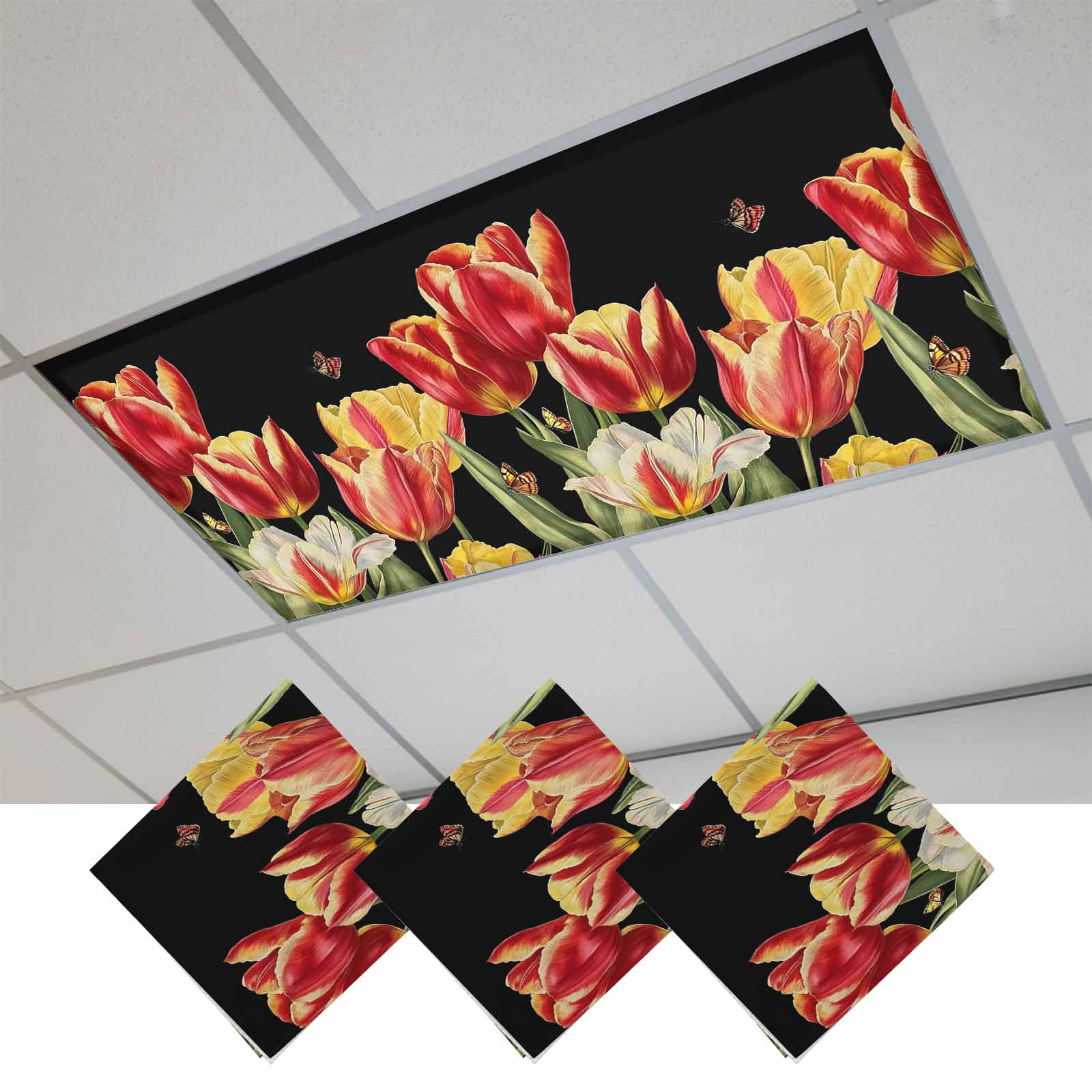Luxury Tulip Floral Magnetic Fluorescent Light Covers for Ceiling ...