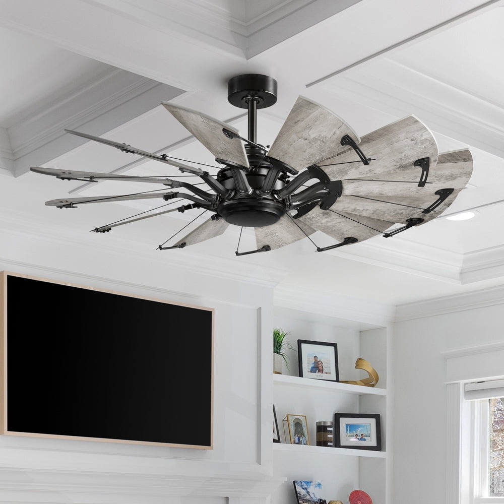 Luxury Tuscan Ceiling Fan, Large Size: 17.375''H x 52''W, with Old ...